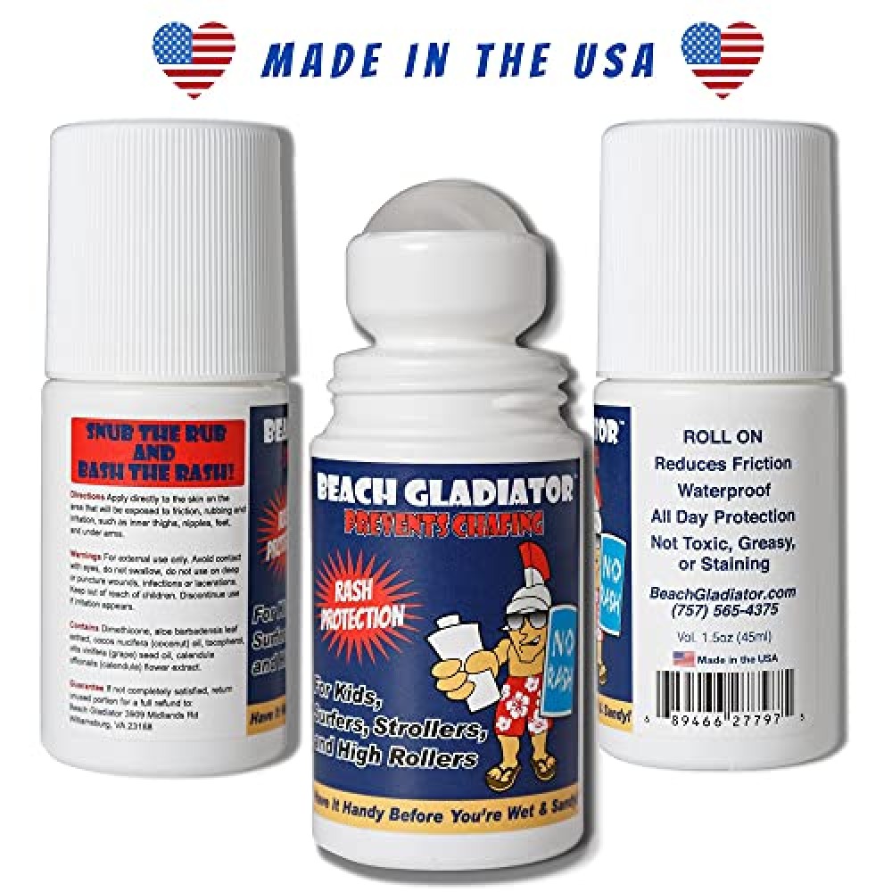 Beach Gladiator Anti Rash & Chafing Roll-On for Chub Rub, Sports Rash ...