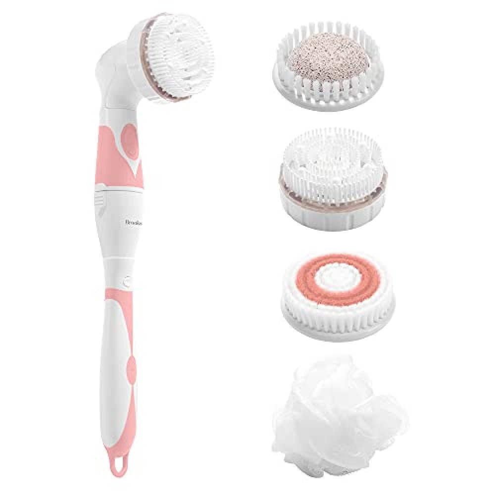 Brookstone 6 Piece Electric Body Bath Brush | Long Handled Body ...