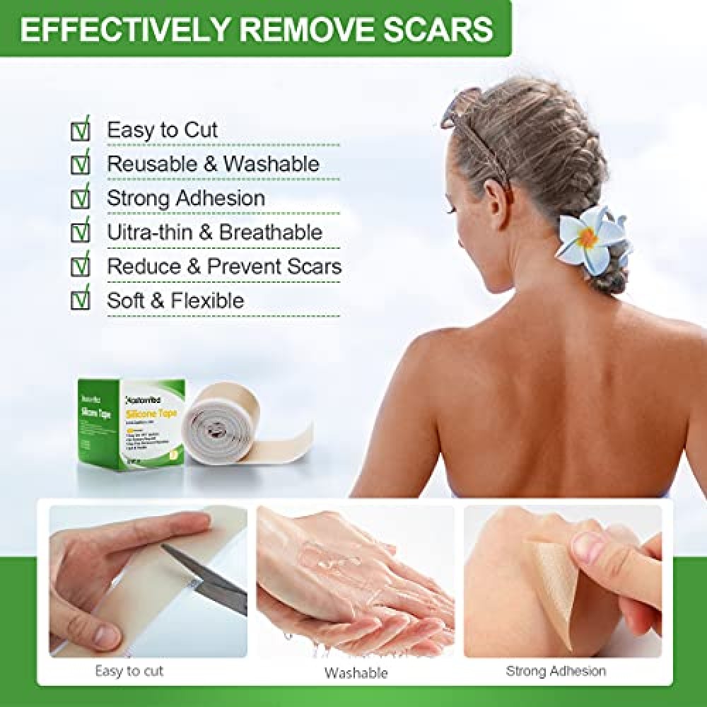 Silicone Tape for Scars, Soft Medical Tape Easy Removal for Keloid Bump ...