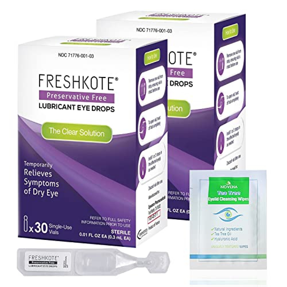FRESHKOTE Preservative-Free Lubricant Eye Drops, 2 Packs of 30 Single ...