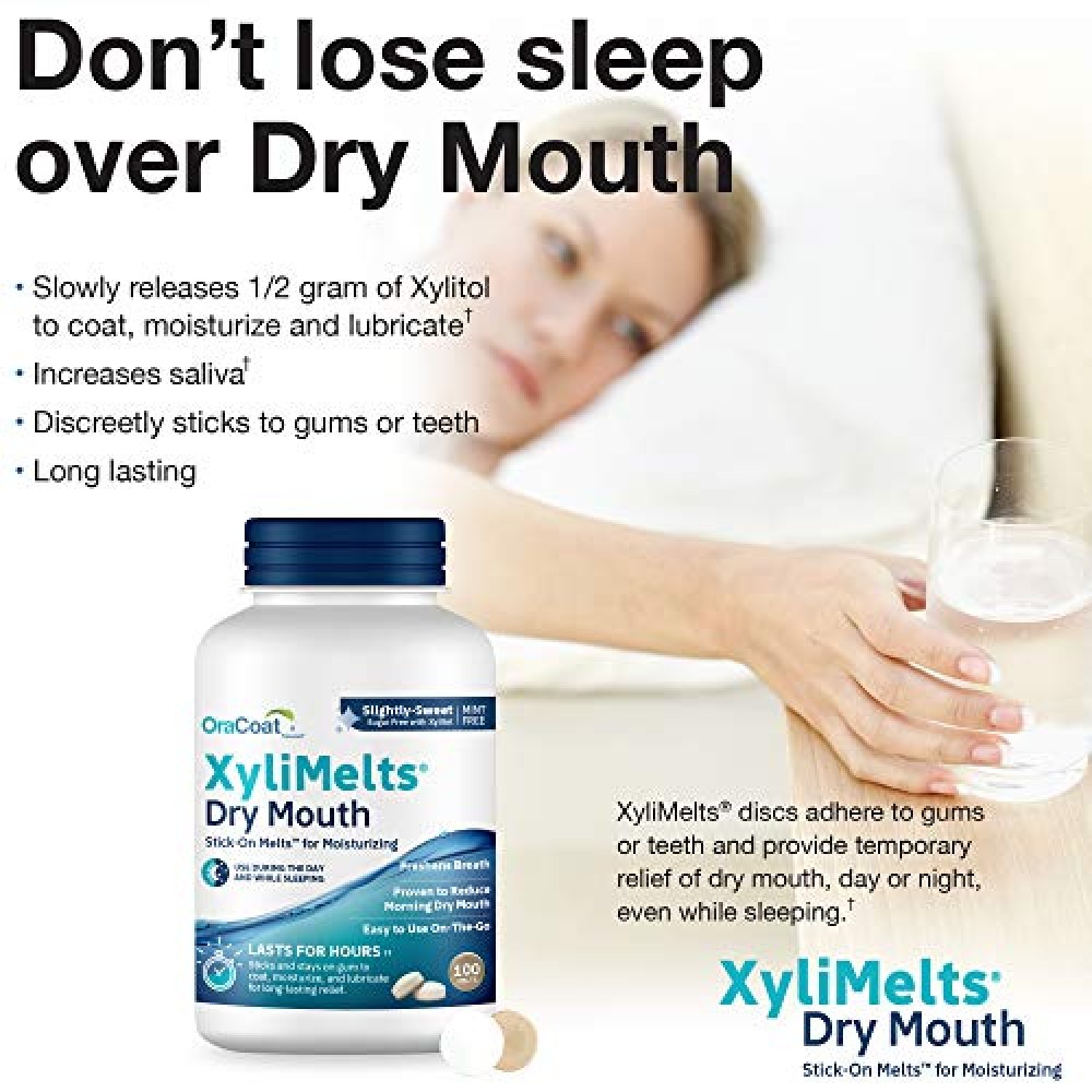 OraCoat XyliMelts Dry Mouth Relief Oral Adhering Discs, Slightly Sweet ...