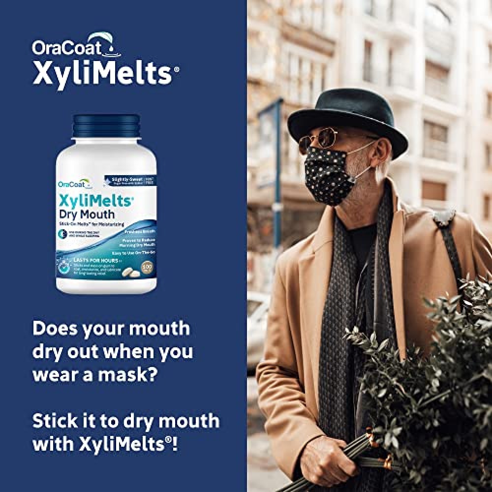OraCoat XyliMelts Dry Mouth Relief Oral Adhering Discs, Slightly Sweet ...