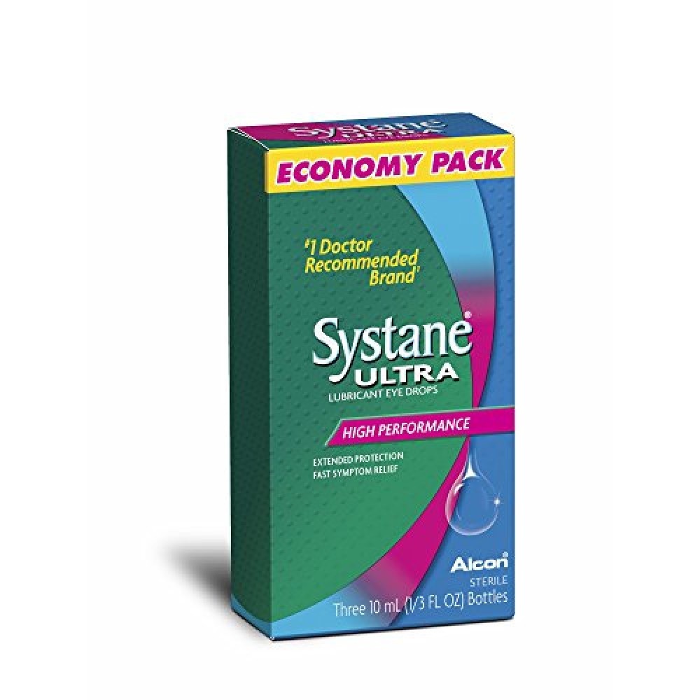 Systane Ultra Lubricant Eye Drops .33 fl oz (10 mL Bottle) (3 Bottles ...