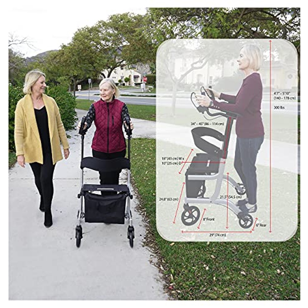 Upright Posture Walker Mobility Rollator – Ergonomic Lightest Weight ...