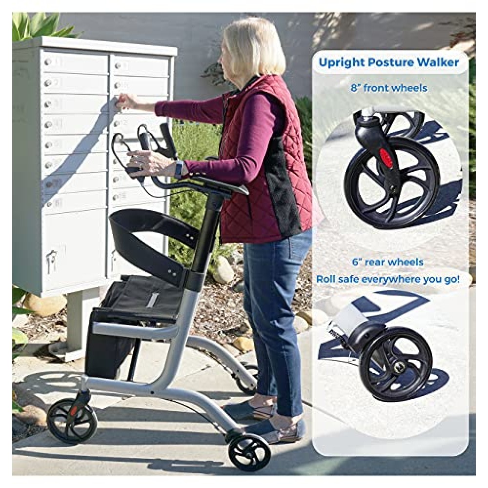 Upright Posture Walker Mobility Rollator – Ergonomic Lightest Weight ...
